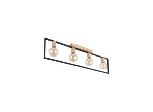 9007371485987 - - Deckenlampe Deckenleuchte Wohnzimmerleuchte Küchenlampe Metall schwarz Holz braun 4 Flammig E27 l 90 cm