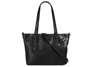 8718749073378 - Shopper SPIKES & SPARROW Damen Gr B H T 32cm x 26cm x 9cm onesize schwarz Leder leicht glänzend unifarben Taschen echt Leder