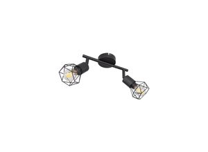 4059157190399 - Etc-shop - Deckenleuchte 2 Flammig schwarz Spotleuchte 2 Strahler Deckenlampe schwenkbar schwarz Käfig Design Metall 2x E14 LxBxH 22x8x18 cm