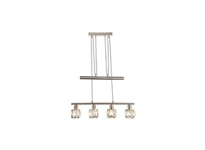 9007371494507 - - Pendelleuchte höhenverstellbar Esstischlampe Zugpendellampe Hängeleuchte 4 flammig chrom Glaskristalle 4x E14 LxH 60 x 160 cm