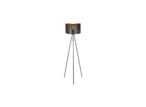 4059157239777 - Etc-shop - Stehlampe 3-Bein Wohnzimmerlampe Stehleuchte schwarz gold Beistelllampe Metall Kunststoff 1x E27 DxH 38x153 cm