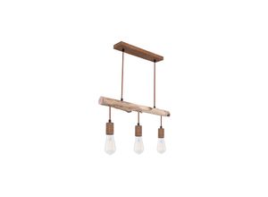 9007371467303 - Hängeleuchte Holz Esstisch Lampe Küche hängend Retro Deckenleuchte Vintage Pendelleuchte 3 flammig Metall Holz rostfarben 3x E27 LxBxH 60x85x140