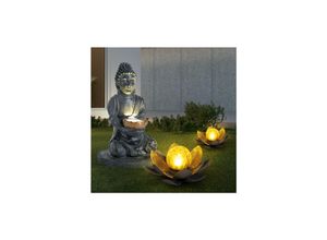 9007371547418 - 3er Set LED Solarleuchten 2x Lotosblume 1x Buddha