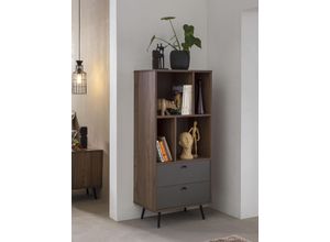 4251744808919 - Bücherregal SALESFEVER braun (walnuss) Regale B H T 60cm x 138cm x 396cm 4 St offene Fächer MDF Metall beschichtet in moderner walnussfarbe B60cm H138cm T396cm