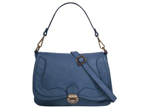 4260543063696 - Umhängetasche SAMANTHA LOOK Damen Gr B H T 28cm x 21cm x 7cm onesize blau Leder vintage Taschen echt Leder Made in Italy