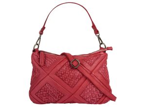 4260543055387 - Umhängetasche SAMANTHA LOOK Damen Gr B H T 24cm x 22cm x 5cm onesize rot Leder Taschen Handtasche echt Leder Made in Italy