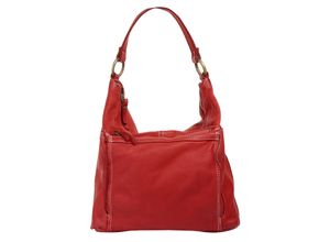 4260543048617 - Shopper CLUTY Damen Gr B H T 32cm x 30cm x 8cm onesize rot Leder leicht glänzend unifarben Taschen echt Leder Made in Italy