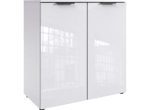 4065979032731 - Kommode WIMEX level36 D by fresh to go weiß (korpus weiß front lack weiß) B81cm H92cm T41cm Spanplatte Sideboards 2-türig mit soft-close Funktion lackierte Front schwarze Griffe