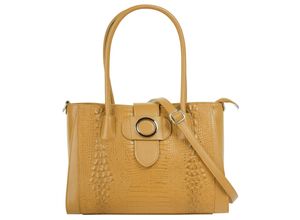 4260543054120 - Shopper CLUTY Damen Gr B H T 30cm x 23cm x 12cm onesize gelb Leder Taschen echt Leder Made in Italy