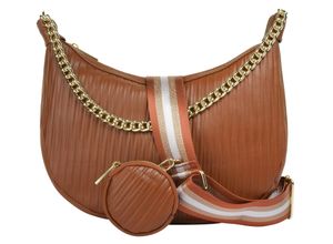 4260543049805 - Umhängetasche CLUTY Damen Gr B H T 32cm x 22cm x 4cm onesize braun (cognac) Leder leicht glänzend unifarben Taschen echt Leder Made in Italy