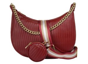 4260543049836 - Umhängetasche CLUTY Damen Gr B H T 32cm x 22cm x 4cm onesize rot Leder leicht glänzend unifarben Taschen echt Leder Made in Italy
