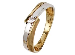 4061861165952 - Goldring JOBO Ring mit Zirkonia Fingerringe Gr 50 Gelbgold 333-Weißgold 333 goldfarben (gelbgold 333) Damen Fingerringe 333 Gelbgold Weißgold Bicolor