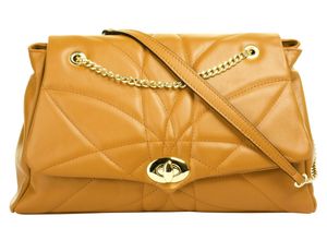 4260543049942 - Umhängetasche CLUTY Damen Gr B H T 32cm x 19cm x 11cm onesize gelb Leder leicht glänzend unifarben Taschen echt Leder Made in Italy