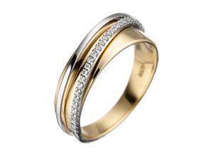 4061861022804 - Diamantring JOBO Fingerringe Gr 50 SI = kleine Einschlüsse Gelbgold 585-Weißgold 585-Diamanten gelb (gelbgold 585) Damen Diamantringe 585 Gold bicolor mit 25 Diamanten