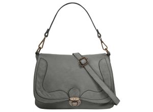 4260543063689 - Umhängetasche SAMANTHA LOOK Damen Gr B H T 28cm x 21cm x 7cm onesize grau Leder vintage Taschen echt Leder Made in Italy