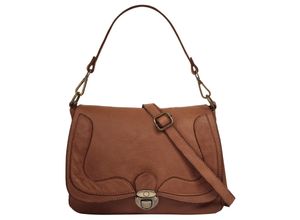4260543063672 - Umhängetasche SAMANTHA LOOK Damen Gr B H T 28cm x 21cm x 7cm onesize braun (cognac) Leder vintage Taschen echt Leder Made in Italy