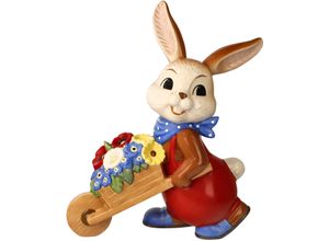 4005169360732 - Osterhase GOEBEL So schön ist der Frühling bunt Dekofiguren B H T 9cm x 22cm x 25cm Steingut Sammelfigur Hasenjunge mit Schubkarre und Blumen B9cm H22cm T25cm