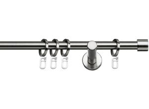 4042627702130 - Gardinenstange INDEKO Andrax Gr 1 silber (edelstahlfarben silberfarben) L120cm Ø12mm Stahl Gardinenstangen Komplett-Set inkl Ringen und Montagematerial