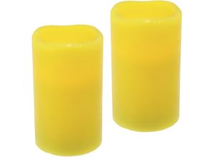 4019844799625 - LED-Kerze IGEA LED-Kerzen Flackernd Warmweiß 2er Set Stumpenkerze Deko Valentinstag Kerzen Gr H 13 cm gelb Weihnachtsbeleuchtung Innen Romantische Dekoration Creme Echtwachs romantisch