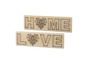 4003529398166 - Holzbild CREATIV HOME Bilder Gr B H T 40 cm x 15 cm x 4 cm Querformat 2 St silberfarben Holzbilder Bilder Wanddeko aus Holz mit Schriftzug