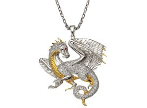 4006046219358 - Ketten-Anhänger FIRETTI Schmuck Geschenk Silber 925 Halsschmuck Anhänger Drache Schmuckanhänger Gr Silber 925 (Sterlingsilber) 115 g goldfarben (silberfarben gelbgoldfarben orange weiß) Damen Anhänger mit Zirkonia (synth)