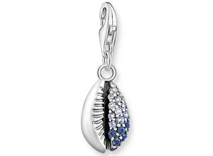 4051245518061 - Charm-Einhänger THOMAS SABO Muschel-Optik mit blauen Steinen 1894-945-7 Charms silberfarben (silberfarben mehrfarbig mehrfarbig) Damen Charms Anhänger mit Glas-Keramik Stein