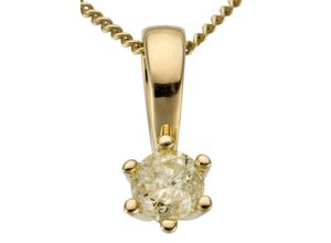 4041633992948 - Ketten-Anhänger FIRETTI Schmuck Geschenk Gold 750 Halsschmuck Anhänger Halskette Solitär Schmuckanhänger Gr 02 ct LR = lupenrein Gelbgold 585-Diamanten 06 g gelb (gelbgoldfarben g1=getönt 1) Damen Anhänger mit Brillant in Krappenfassung