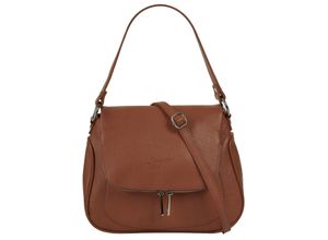 4260543059828 - Umhängetasche SAMANTHA LOOK Damen Gr B H T 27cm x 17cm x 9cm onesize braun (cognac) Leder leicht glänzend unifarben Taschen echt Leder Made in Italy