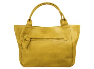 4260543040956 - Shopper X-ZONE Damen Gr B H T 34cm x 29cm x 15cm onesize gelb Leder vintage Taschen echt Leder