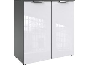 4065979034391 - Kommode WIMEX level36 D by fresh to go grau (korpus graphit front lack weiß) B81 H92 T41 Spanplatte Sideboards 2-türig mit soft-close Funktion 81cm breit 92cm hoch