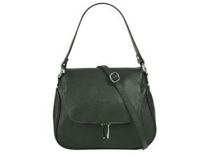 4260543059804 - Umhängetasche SAMANTHA LOOK Damen Gr B H T 27cm x 17cm x 9cm onesize grün (dunkelgrün) Leder leicht glänzend unifarben Taschen echt Leder Made in Italy