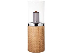 4042911462474 - Windlicht FINK CATANIA braun (braun silberfarben) Kerzenhalter H 58cm Edelstahl Glas Geflecht Rattan aus Edelstahl Glas und Rattan H58cm