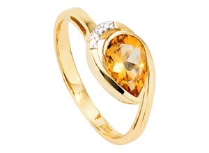 Image of Diamantring JOBO Fingerringe Gr. 54, SI = kleine Einschlüsse, Gelbgold 585-Diamanten, gelb (gelbgold 585) Damen Diamantringe 585 Gold mit Citrin und 4 Diamanten