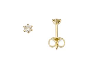 Image of Paar Ohrstecker FIRETTI "Schmuck Geschenk Gold 750 Ohrschmuck Solitär" Ohrringe Gr. 0,2 ct P2 = erkennbare Einschlüsse, Gelbgold 750-Diamanten, gelb (gelbgoldfarben) Damen Ohrstecker mit Brillant - Krappenfassung