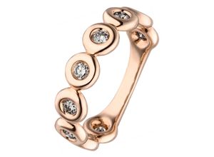 4061861164436 - Fingerring JOBO Fingerringe Gr 54 SI = kleine Einschlüsse Roségold 585-Diamanten rosegold (roségold 585) Damen Diamantringe 585 Roségold mit 9 braunen Diamanten