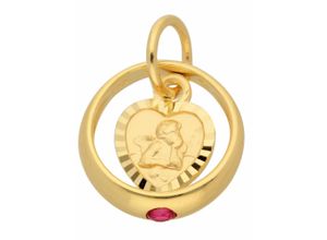 4065633587522 - Ketten-Anhänger ADELIA´S 333 Gold Anhänger Taufring mit Rubin Ø 106 mm Schmuckanhänger Gr Gelbgold 333 rot Damen Anhänger 333 Gold mit Rubin Goldschmuck für