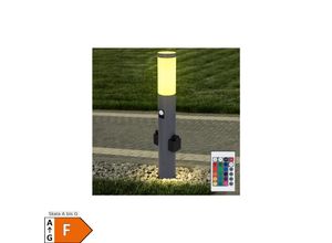 4059157151154 - Etc-shop - Gartenleuchte dimmbar mit Fernbedienung Wegleuchte Außen mit Bewegungsmelder 2x Steckdose Sockelleuchte Edelstahl Anthrazit rgb led 85W