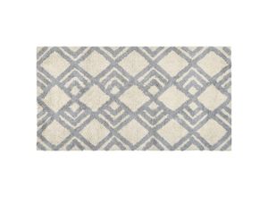 4255664801975 - Teppich Beige u Grau Baumwolle 80 x 150 cm Rechteckig Geometrisches Muster Boho Stil Handgetuftet für Wohnzimmer Schlafzimmer Flur