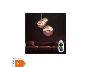 4059157076136 - Etc-shop - Glas Kugel Hänge Lampe gold Fernbedienung Decken Leuchte dimmbar im Set inkl rgb led Leuchtmittel