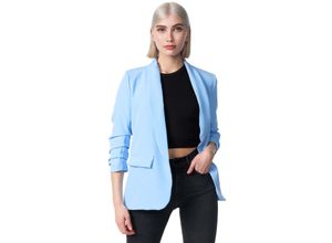 4260480128052 - PM SELECTED Damen Kurzblazer Stylischer Sakko Business Blazer Gerafften Ärmeln in Einheitsgröße PM22