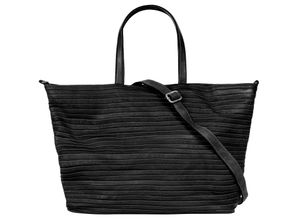 4260543059460 - Shopper SAMANTHA LOOK Damen Gr B H T 37cm x 30cm x 14cm onesize schwarz Leder leicht glänzend unifarben Taschen echt Leder Made in Italy