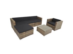 4061173116420 - tectake® Rattan Lounge für 4 bis 5 Personen UV-beständig mit Sicherheitsglasplatte