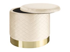 4061173157638 - tectake® Sitzhocker Coco gepolstert in Samtoptik 300kg mit Stauraum - creme