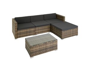 4061173116727 - tectake® Rattan Lounge für 3 bis 4 Personen UV-beständig mit Sicherheitsglasplatte