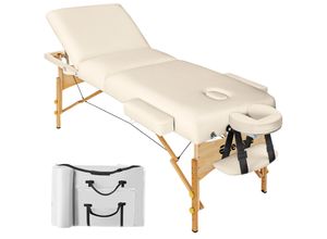 4061173206831 - tectake® 3 Zonen Massageliege Polsterung 75 cm Breite 70 cm mit Holzgestell verstellbare Ablagen für Kopf und Arme 218 x 102 x 65 - 90 cm