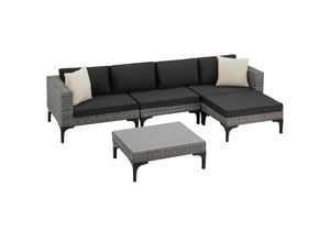 4061173243843 - tectake® Rattan Lounge mit Aluminiumgestell wetterfest und UV-beständig mit Sicherheitsglasplatte