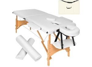 4061173243270 - tectake® 2 Zonen Massageliege-Set inklusive Lagerungsrollen und Tragetasche klappbar und höhenverstellbar 210 x 95 x 62 - 84 cm