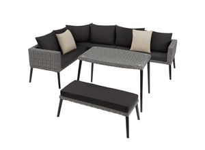 4061173243768 - tectake® Rattan Lounge mit Aluminiumgestell wetterfest und UV-beständig mit Sicherheitsglasplatte