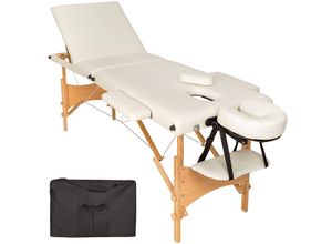 4260397657737 - Tectake - 3 Zonen Massageliege mit Polsterung und Holzgestell - Kosmetikliege Behandlungsliege Massagebank - beige - beige