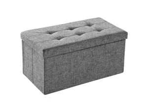 4260490480164 - tectake® Faltbarer Sitzhocker aus Polyester mit Stauraum 76x38x38cm - hellgrau